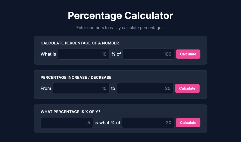Percentage Calculator | Free & Easy To Use